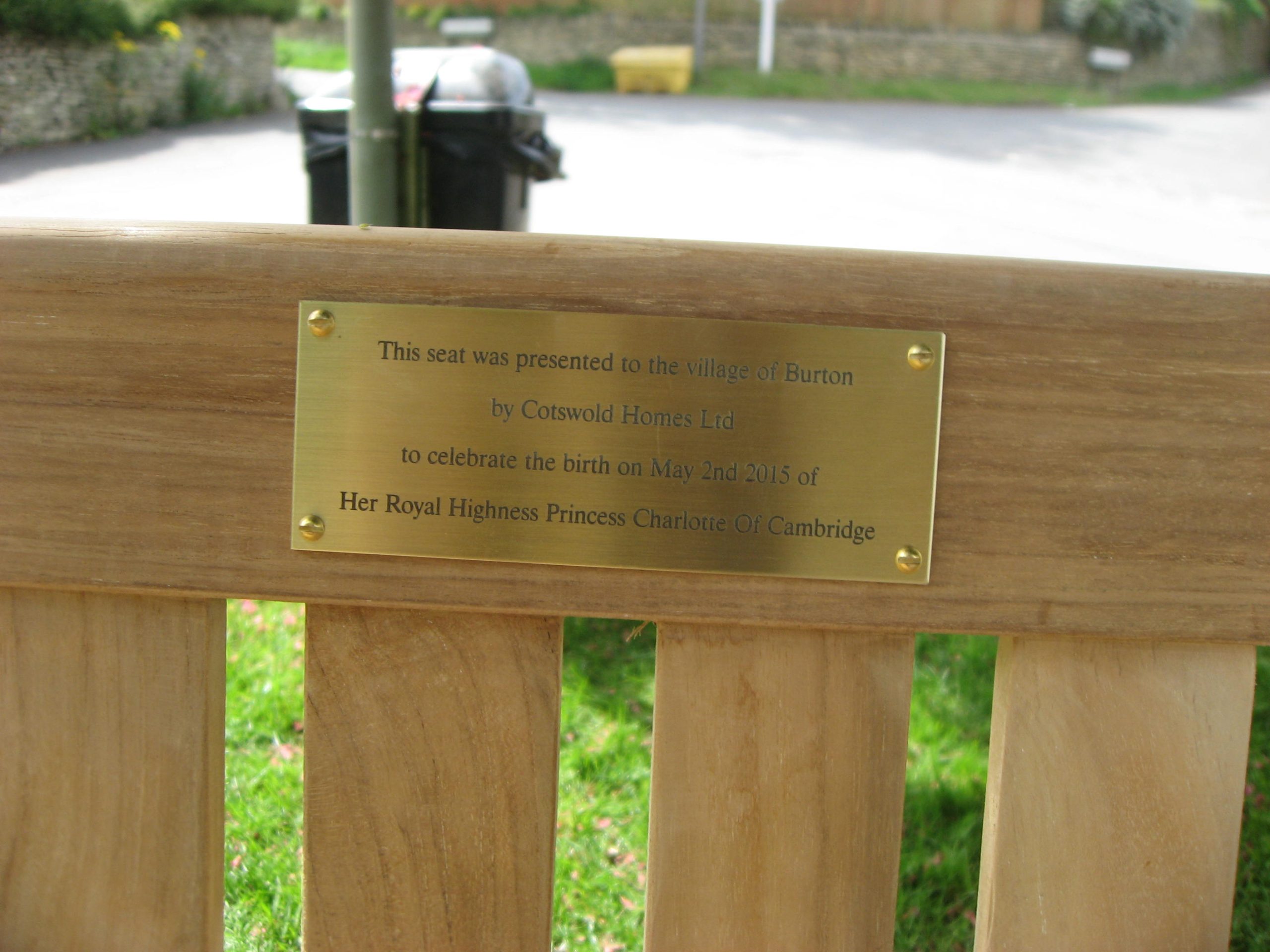 The Village Triangle - Commemorative Bench installed - Burton in Wiltshire